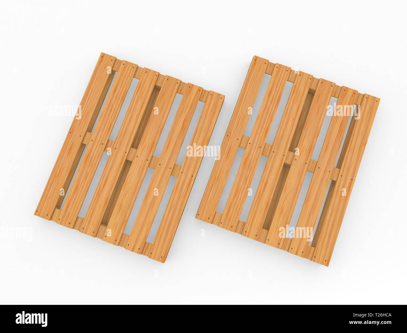 Wooden pallets on white background. 3d render illustration Stock Photo ...