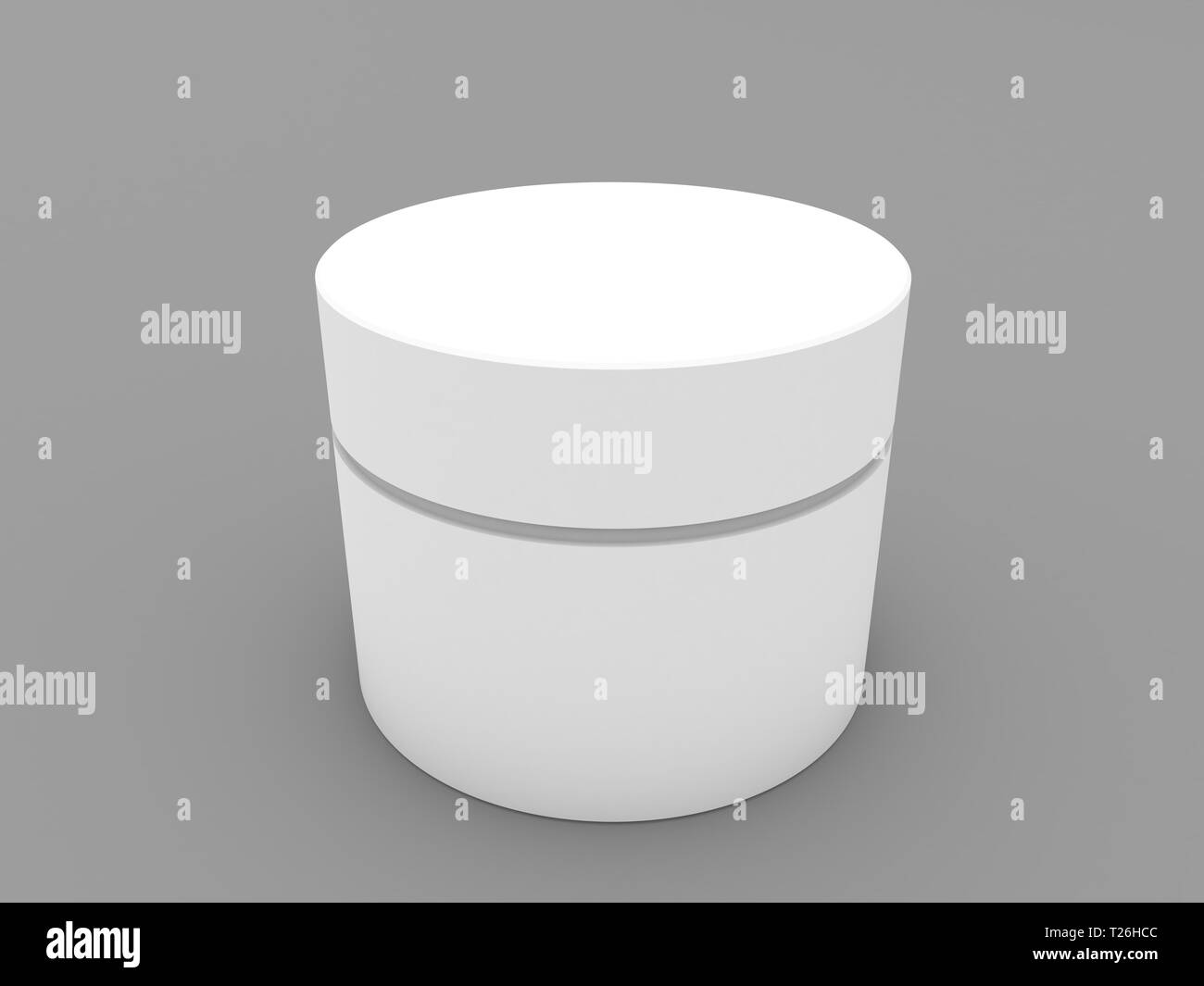 White empty round container on gray background. 3d render illustration ...