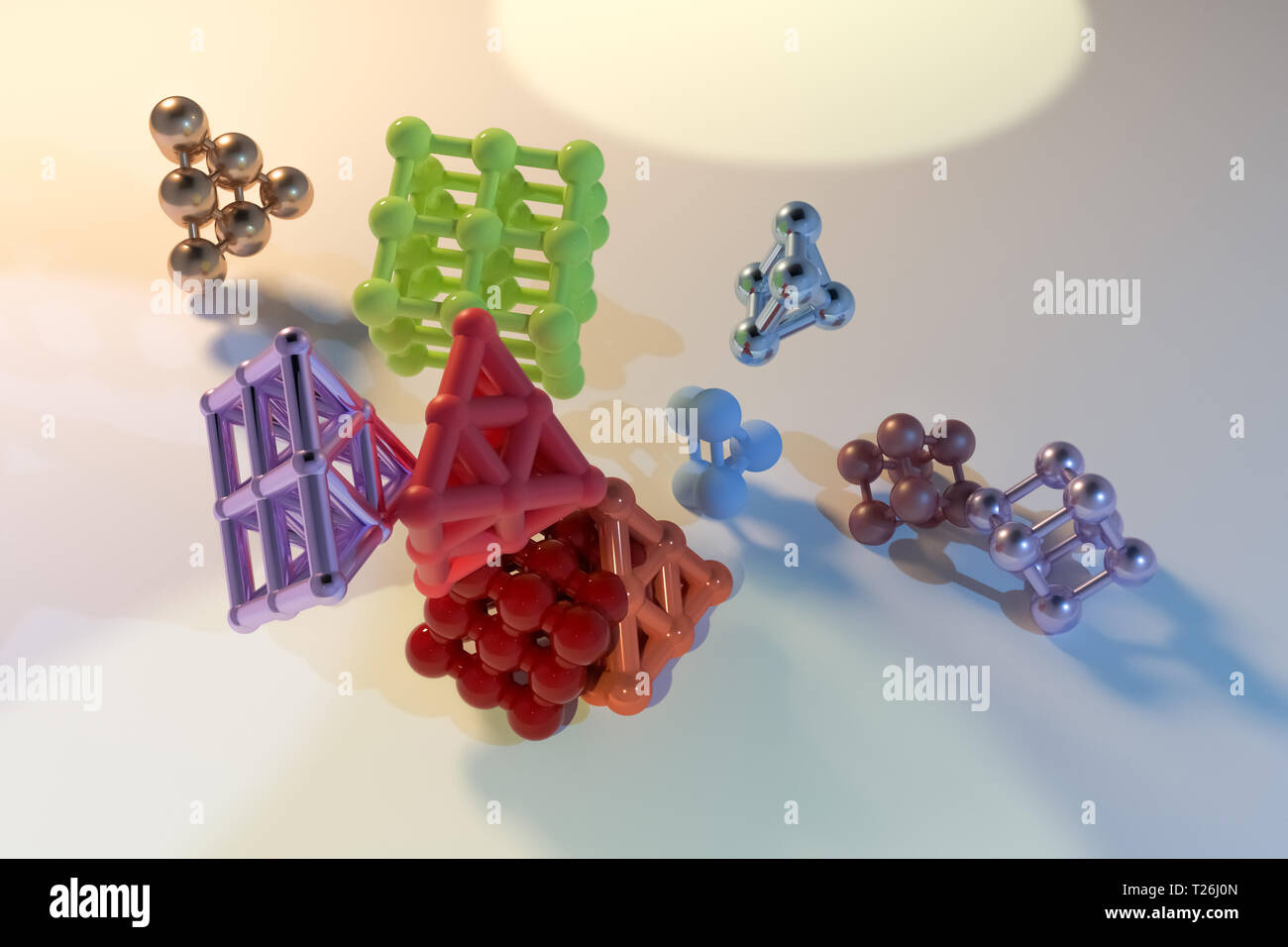 Virtual geometric, inter-locked square or pyramids, molecule style ...