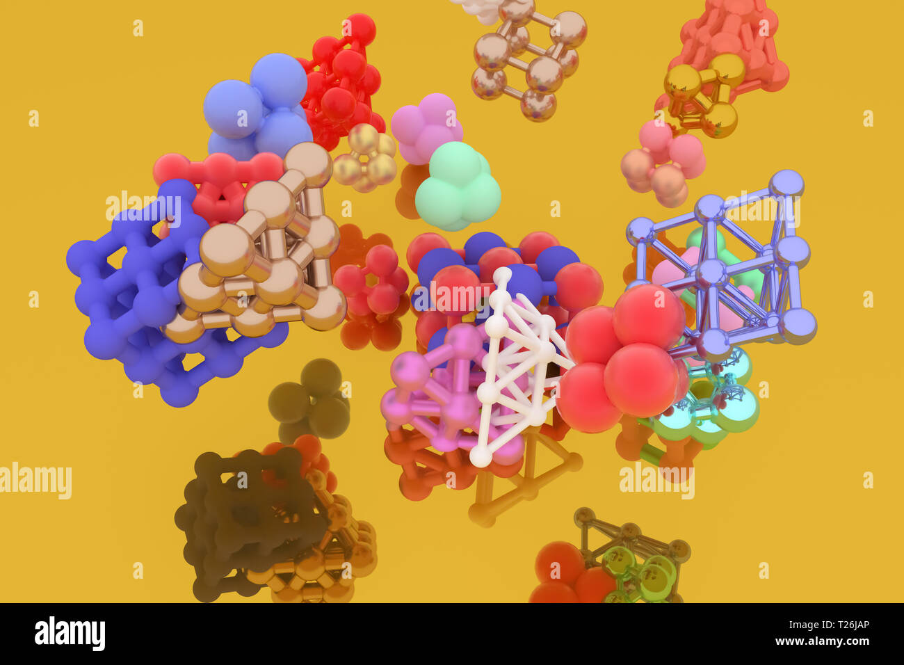 Virtual geometric, inter-locked square or pyramids, molecule style ...