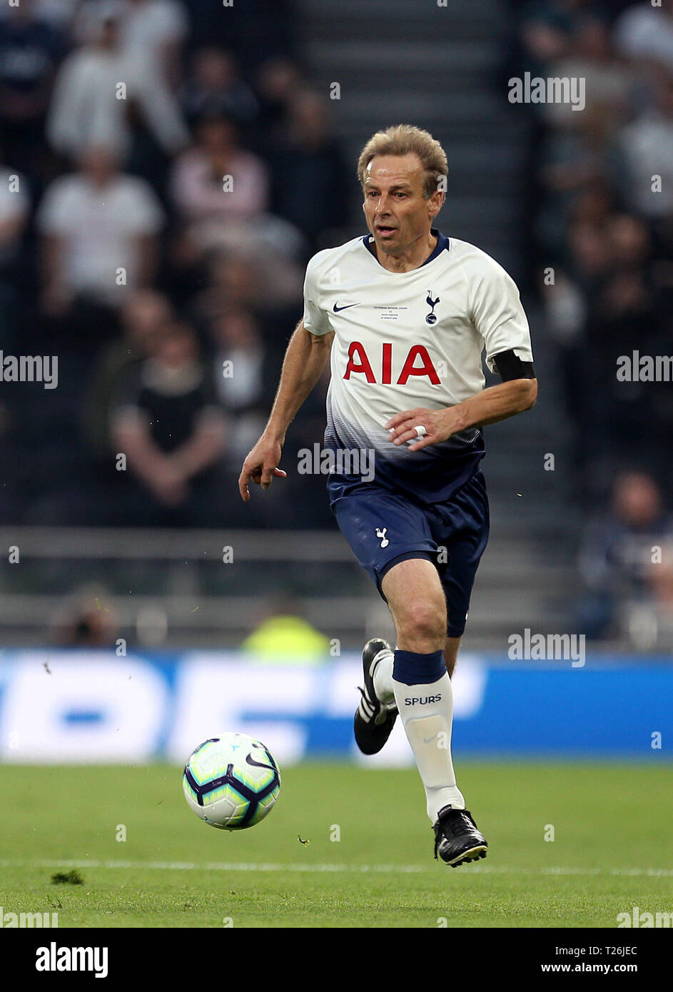 Tottenham Hotspur Jurgen Klinsmann in action during the legends test ...