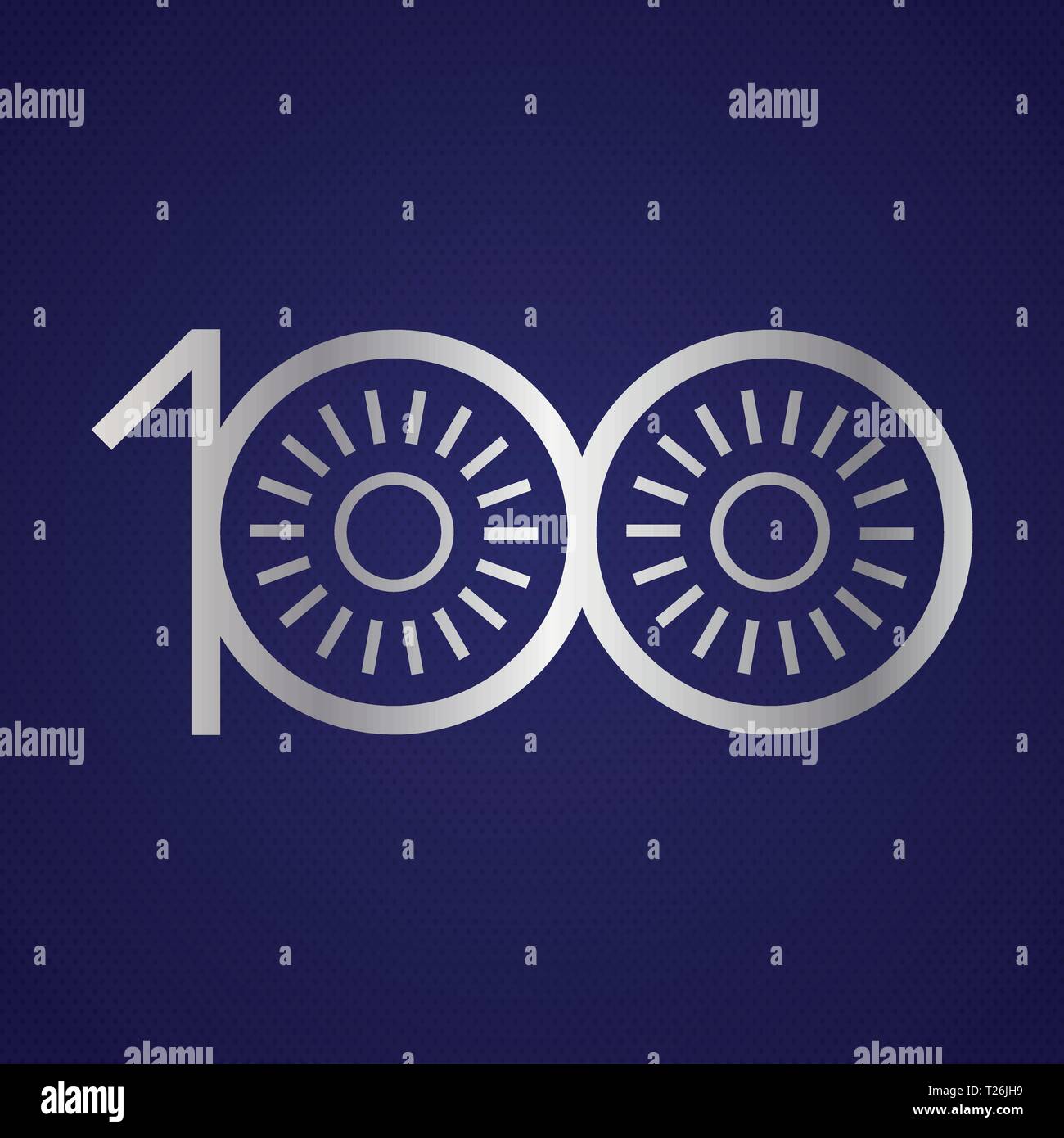100th anniversary with an infinity symbol. Creative design. Silver ...