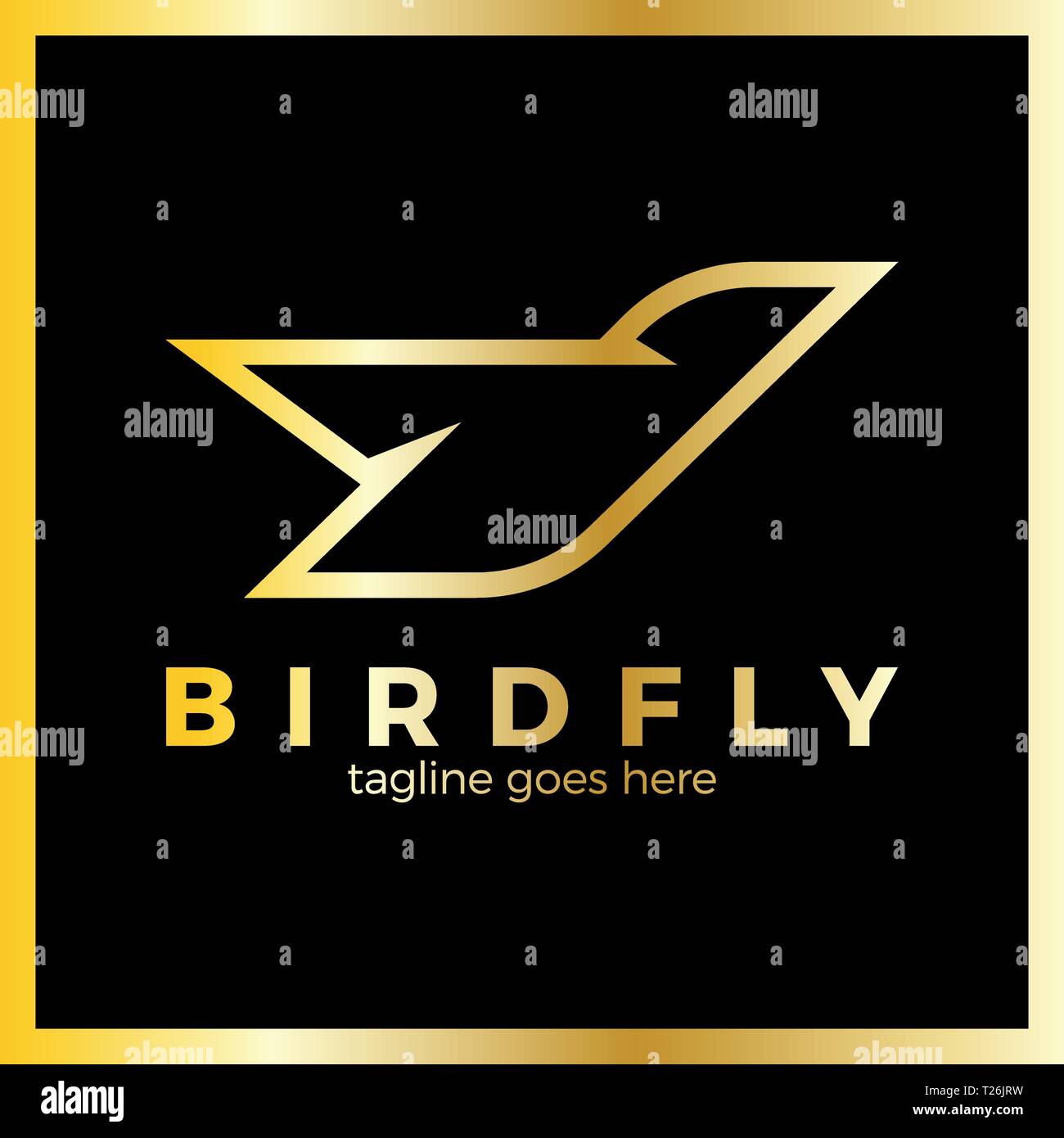 Phoenix Bird Logo. Line Fly bird logotype. Luxury, royal metal gold ...