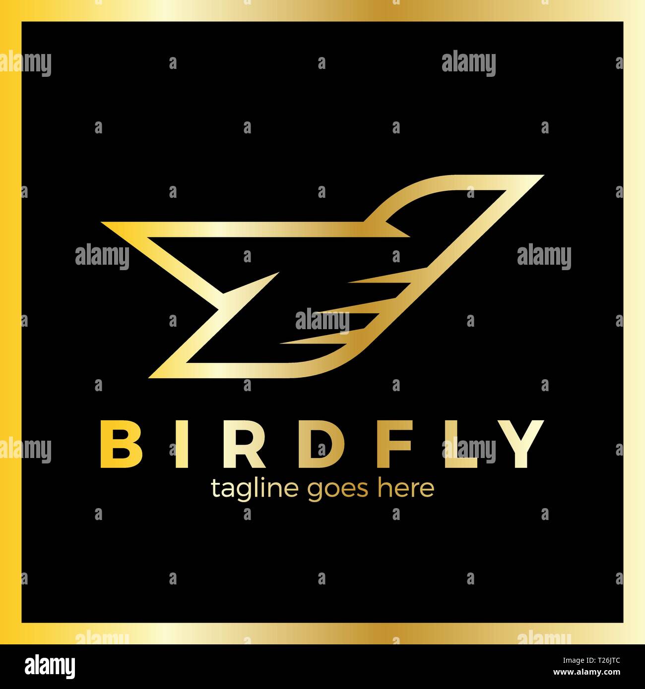 Phoenix Bird Logo. Line Fly bird logotype. Luxury, royal metal gold ...