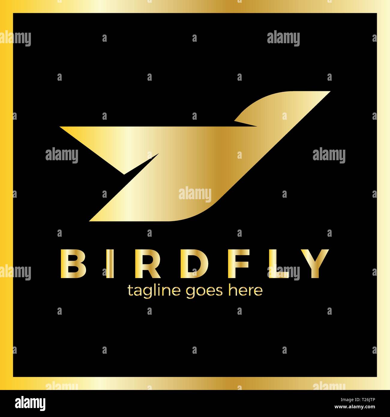 Phoenix Bird Logo. Line Fly bird logotype. Luxury, royal metal gold ...