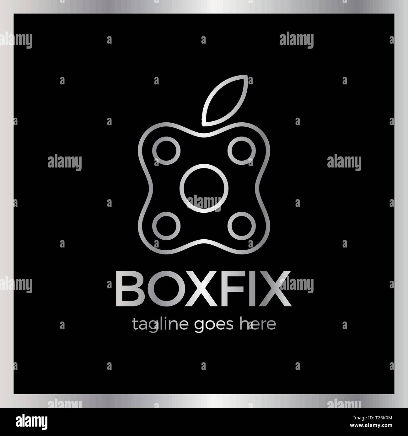 Eco Box Fix Logo. Repair center. Luxury, royal silver metal Stock ...