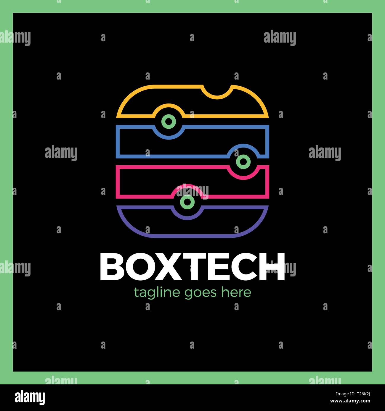 Box Tech Logo. Square media signal logotype. Colorful logotype Stock ...