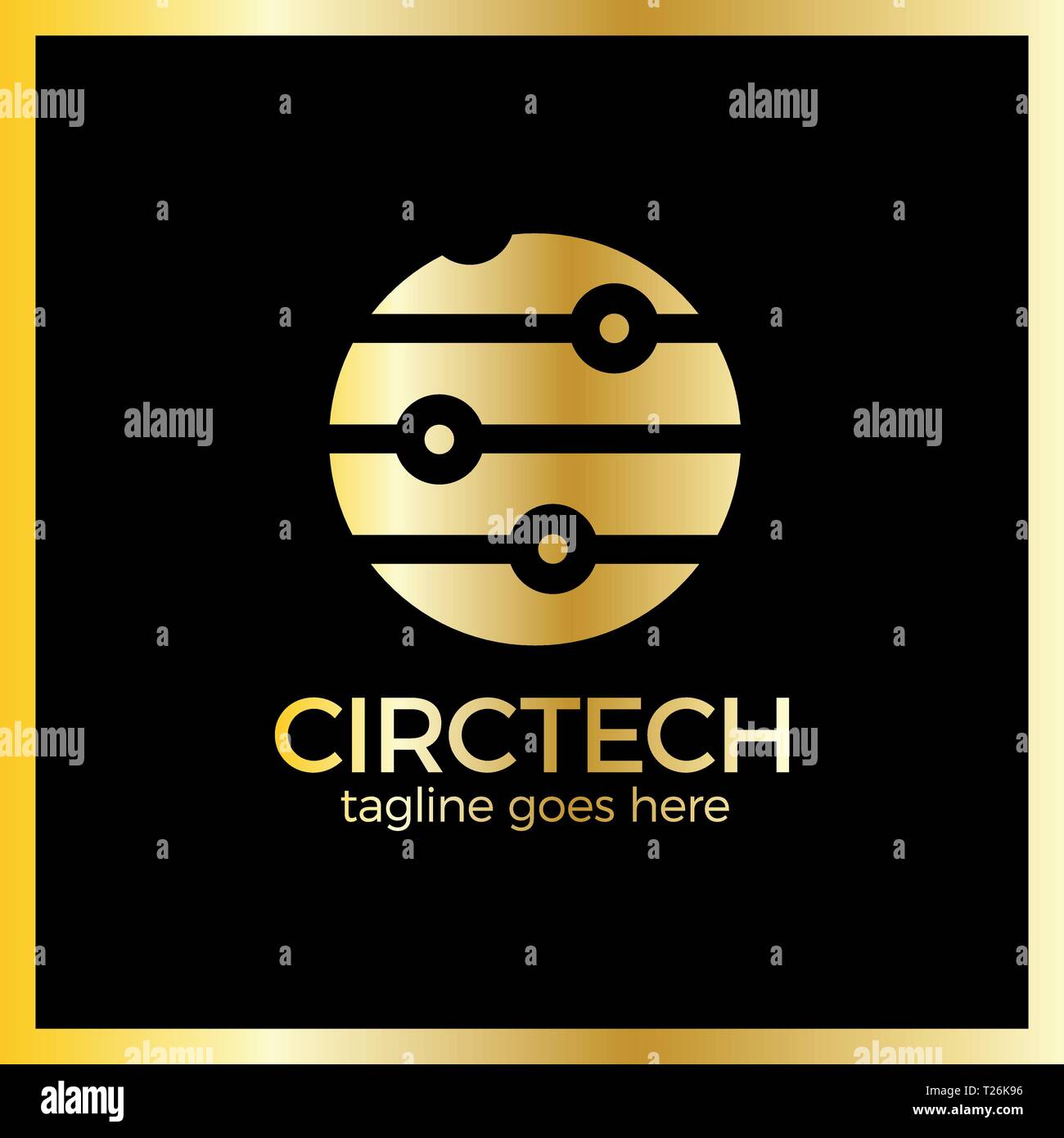 Circle Tech Logo. Signal line and dots. Luxury, royal gold metal Stock ...