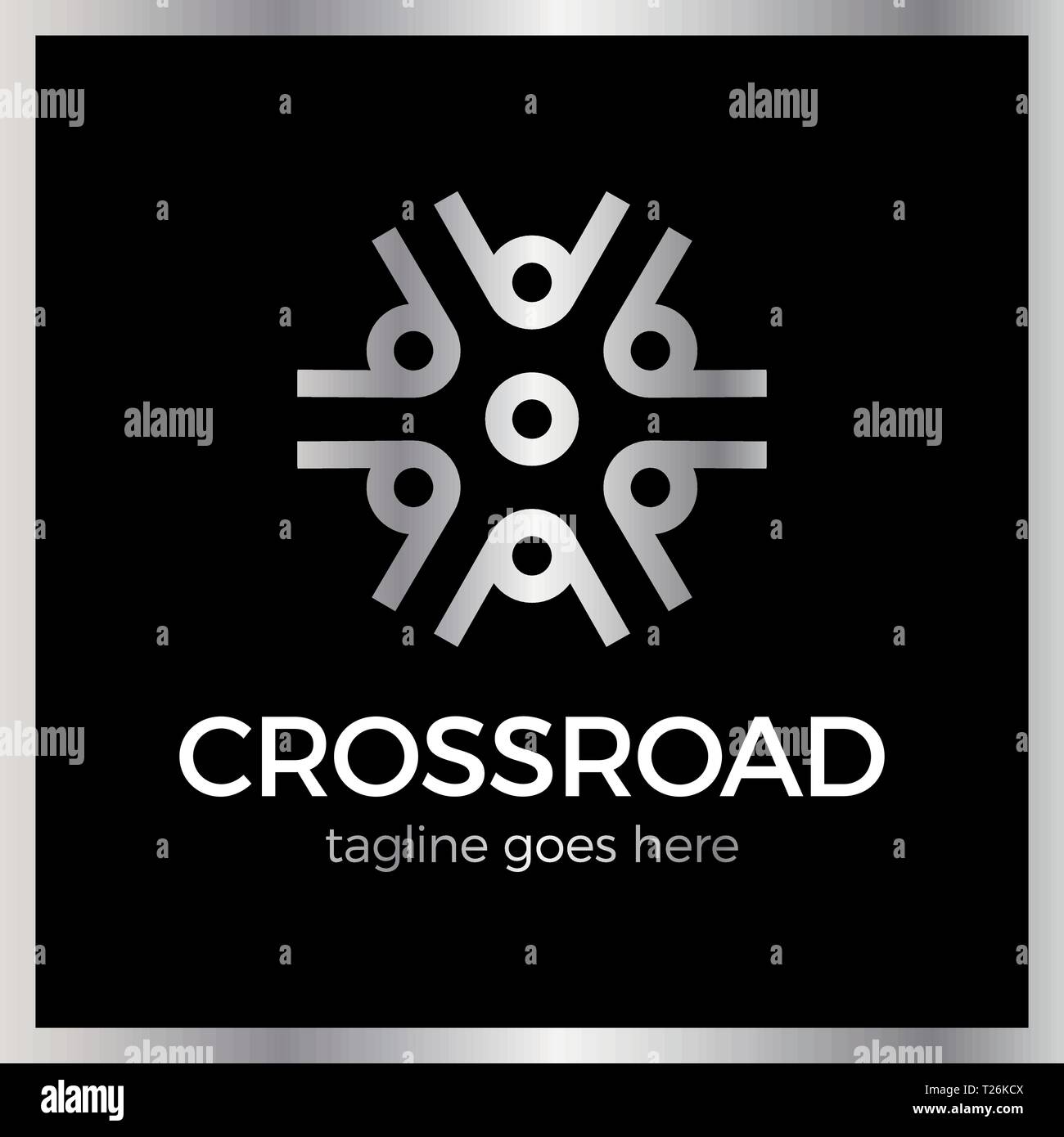 Crossroad Logo. Wheel, community, arrow. Luxury, royal metal silver Stock Vector Image & Art - Alamy