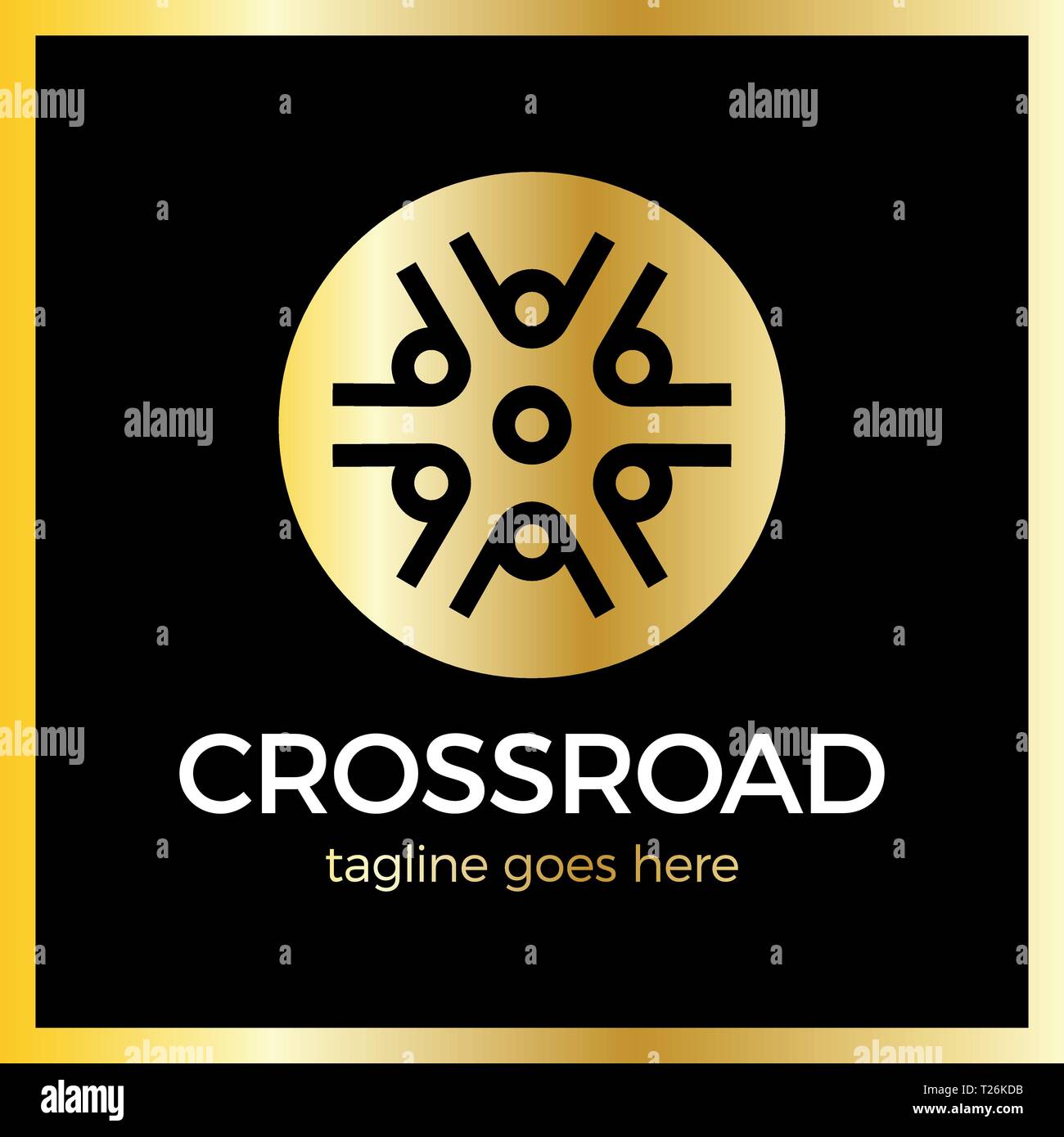 Crossroad Logo. Wheel, community, arrow. Luxury, royal metal gold Stock ...