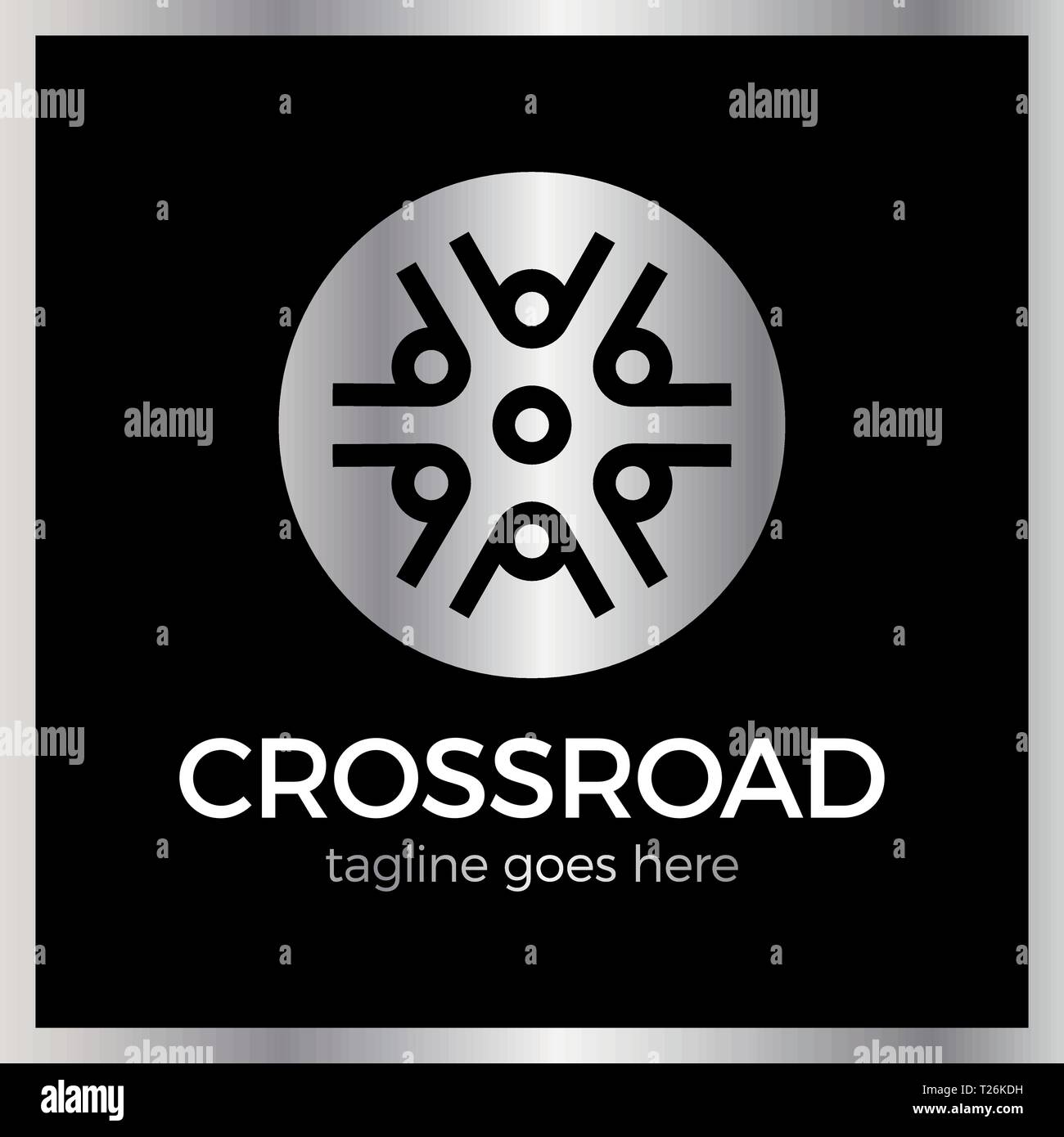 Crossroad Logo. Wheel, community, arrow. Luxury, royal metal silver ...