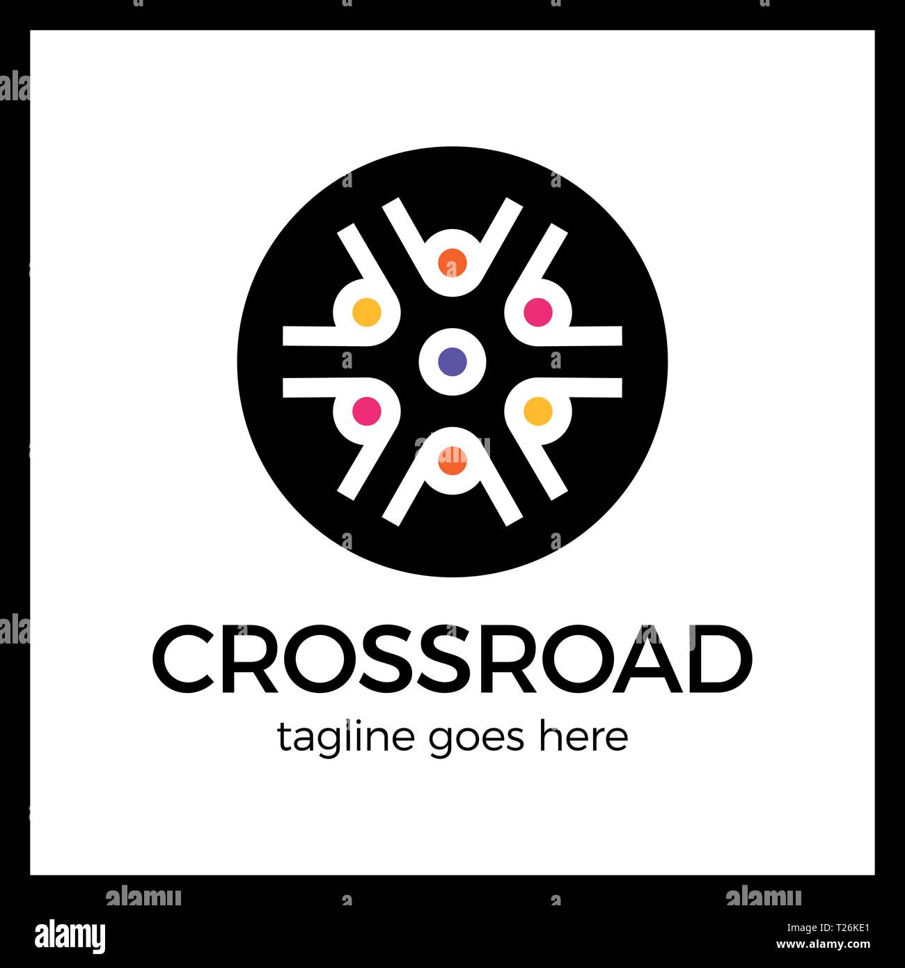 Crossroad Logo. Wheel, community, arrow. Black circle Stock Vector ...