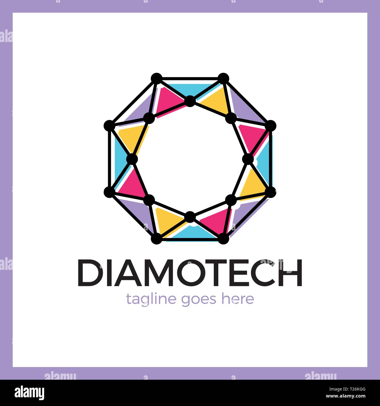 Diamond Line Connect Dots Tech Logo. Top view. Colorful triangle Stock ...