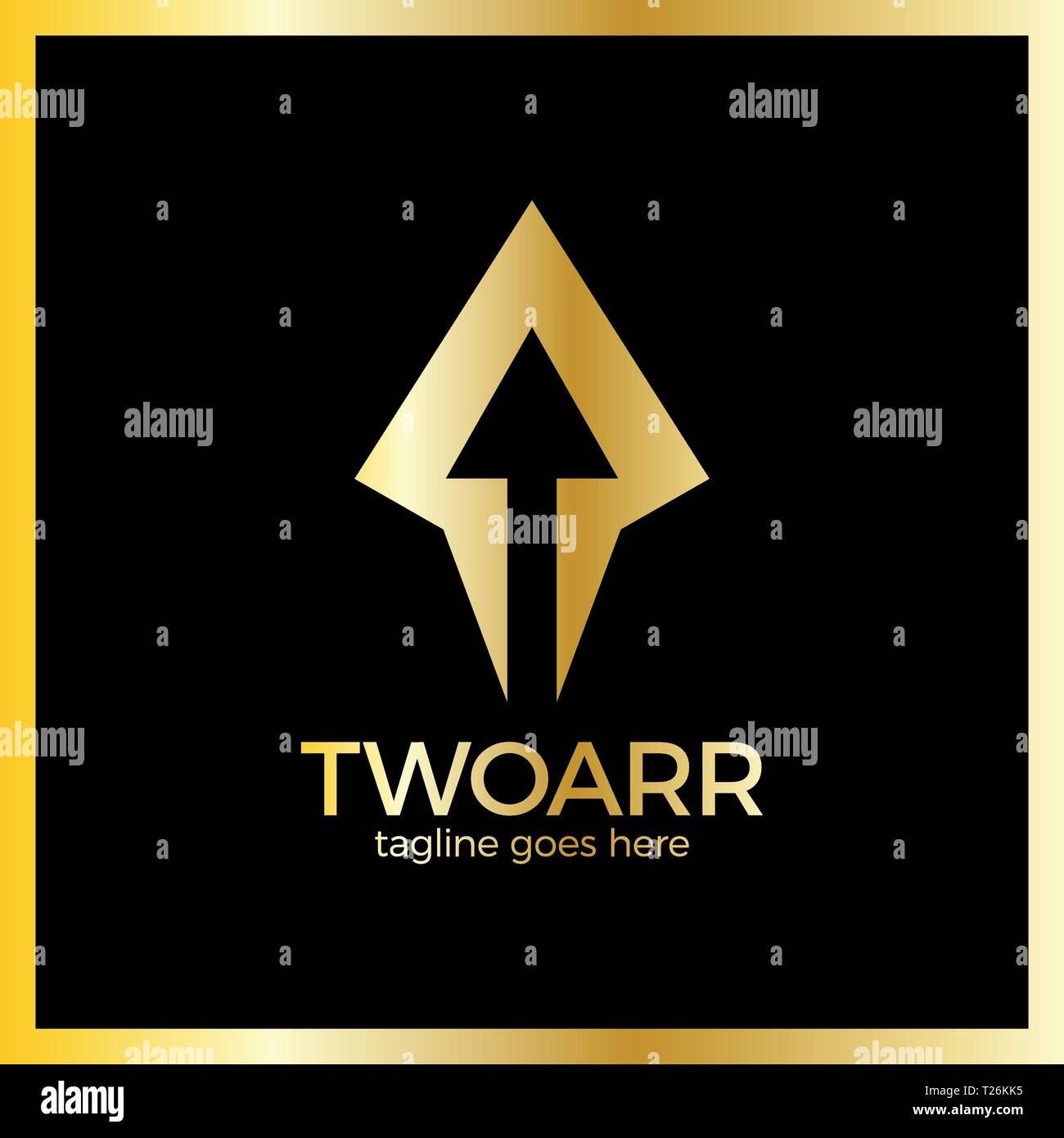 Double Arrow Logo. Two up arrow logotype. Luxury, royal gold metal ...