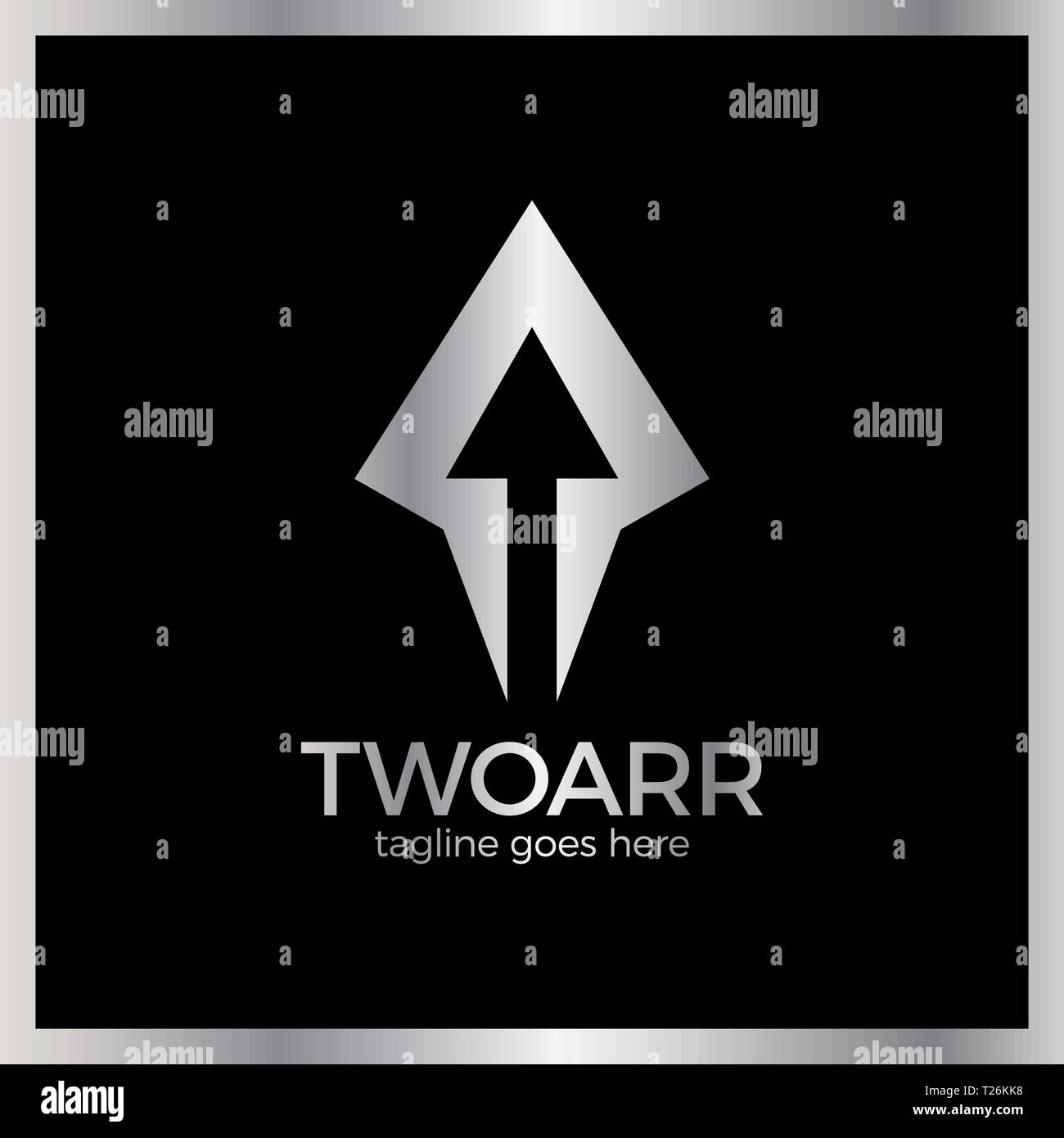 Double Arrow Logo. Two up arrow logotype. Luxury, royal silver metal ...