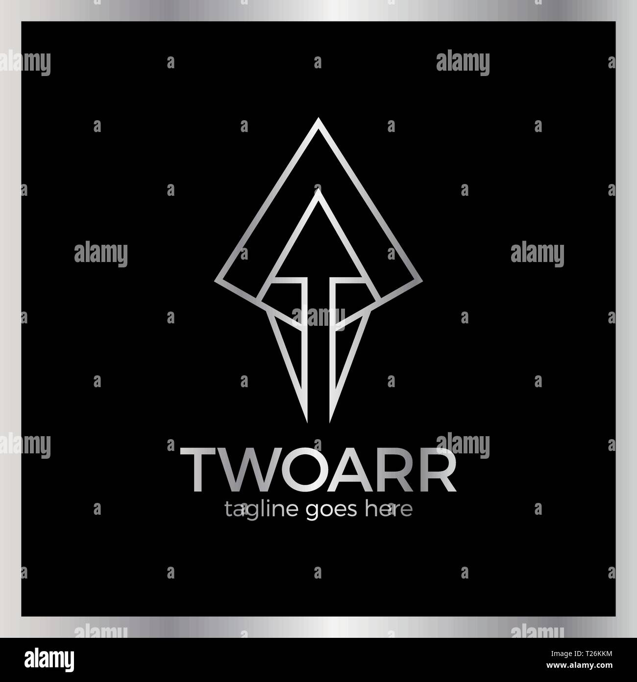 Double Arrow Logo. Two up arrow logotype. Luxury, royal silver metal ...