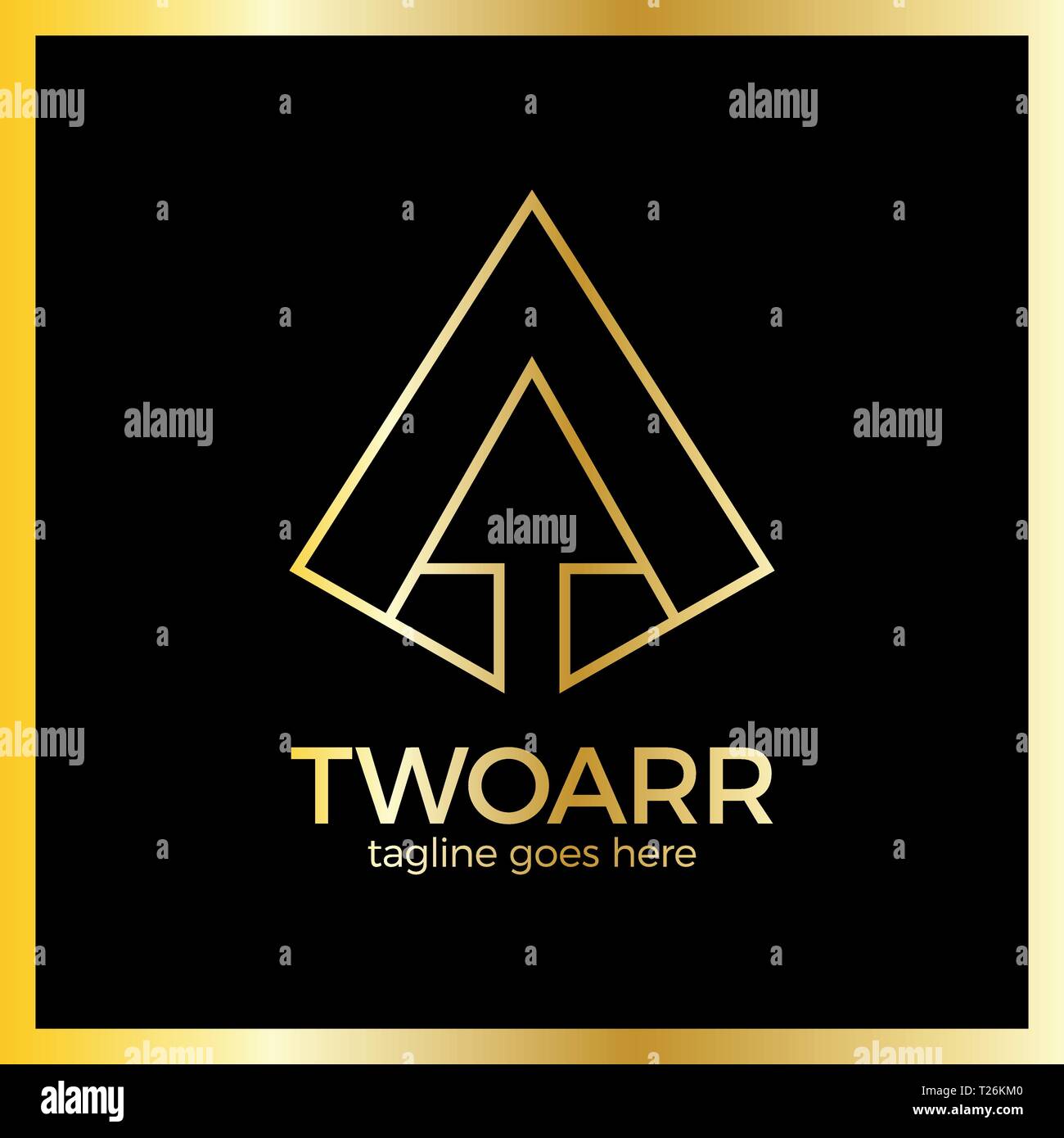 Double Arrow Logo. Two up arrow logotype. Luxury, royal gold metal ...