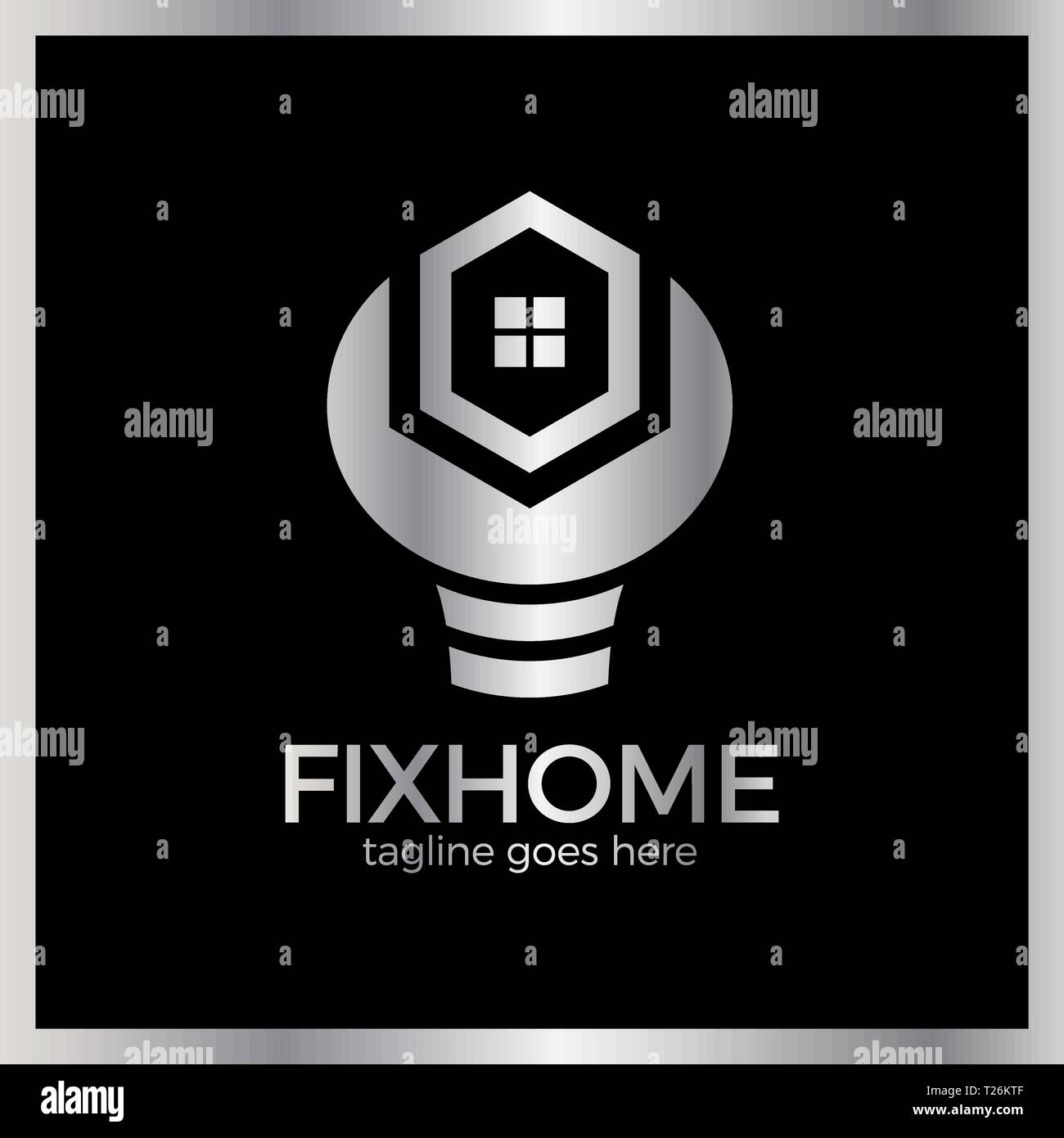 House Repair Logo. Home Fix logotype. Luxury, Royal Silver metal Stock ...