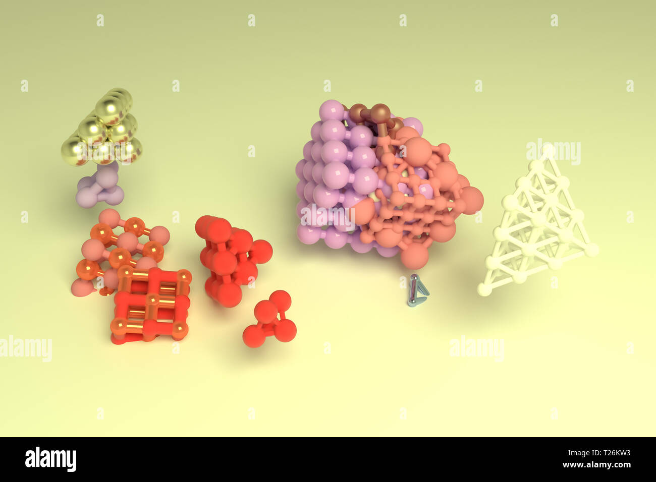 Abstract inter-locked square or pyramids molecule style concepture ...