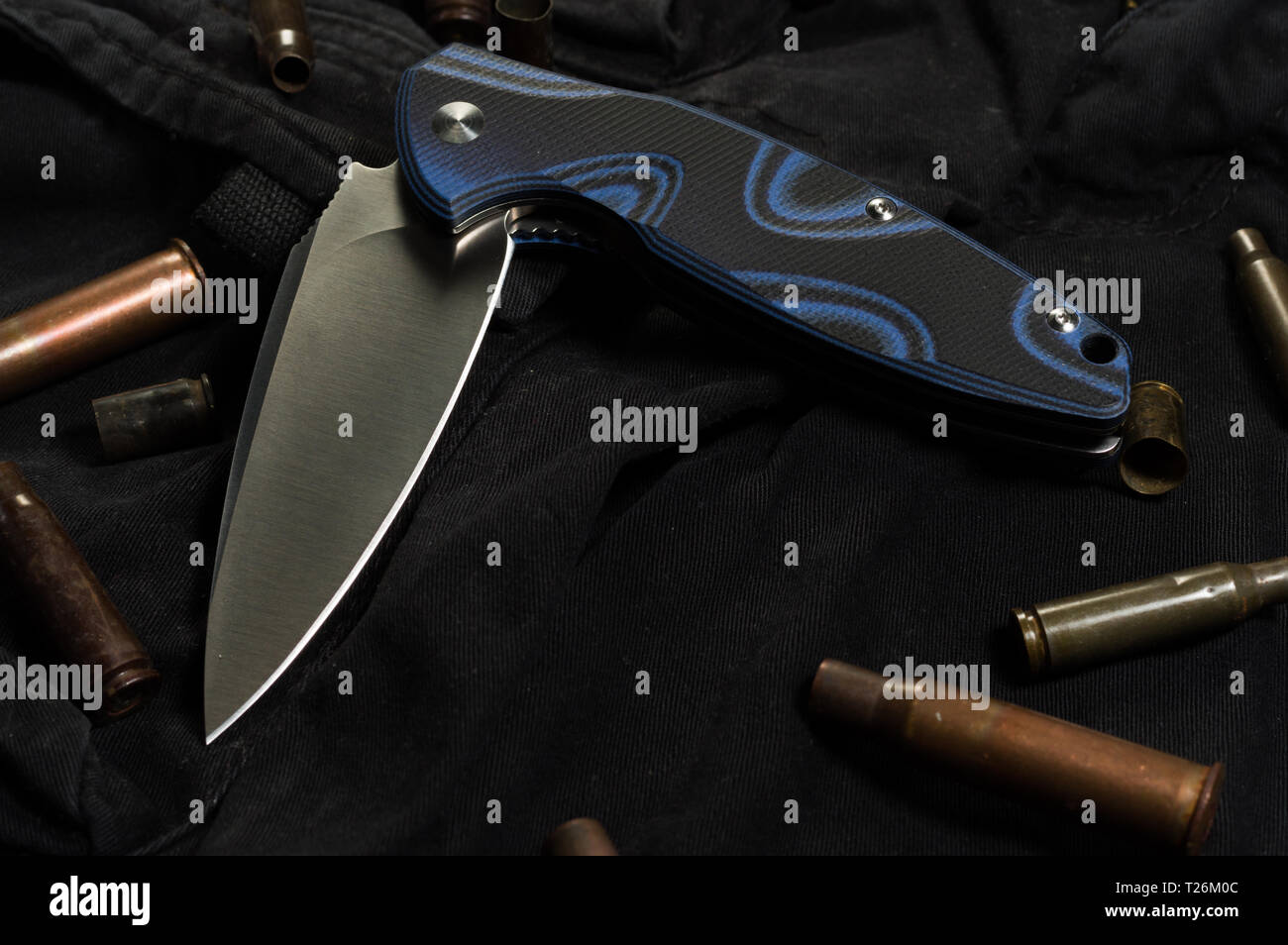 Folding knife. Knife in a half-complicated position. Front view Stock ...