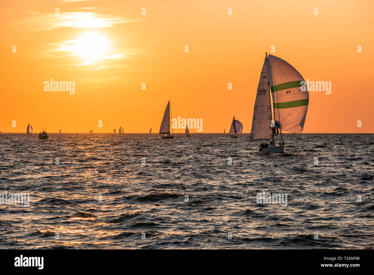 Orange sailing boat hi-res stock photography and images - Alamy