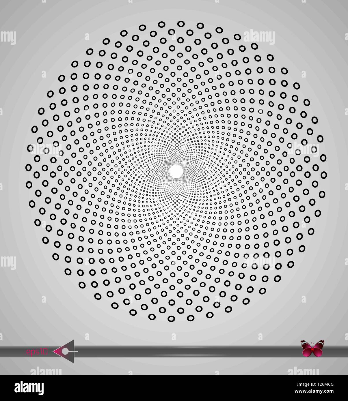 Vector Black and White Spiral Circles Swirl Abstract Round Optical ...