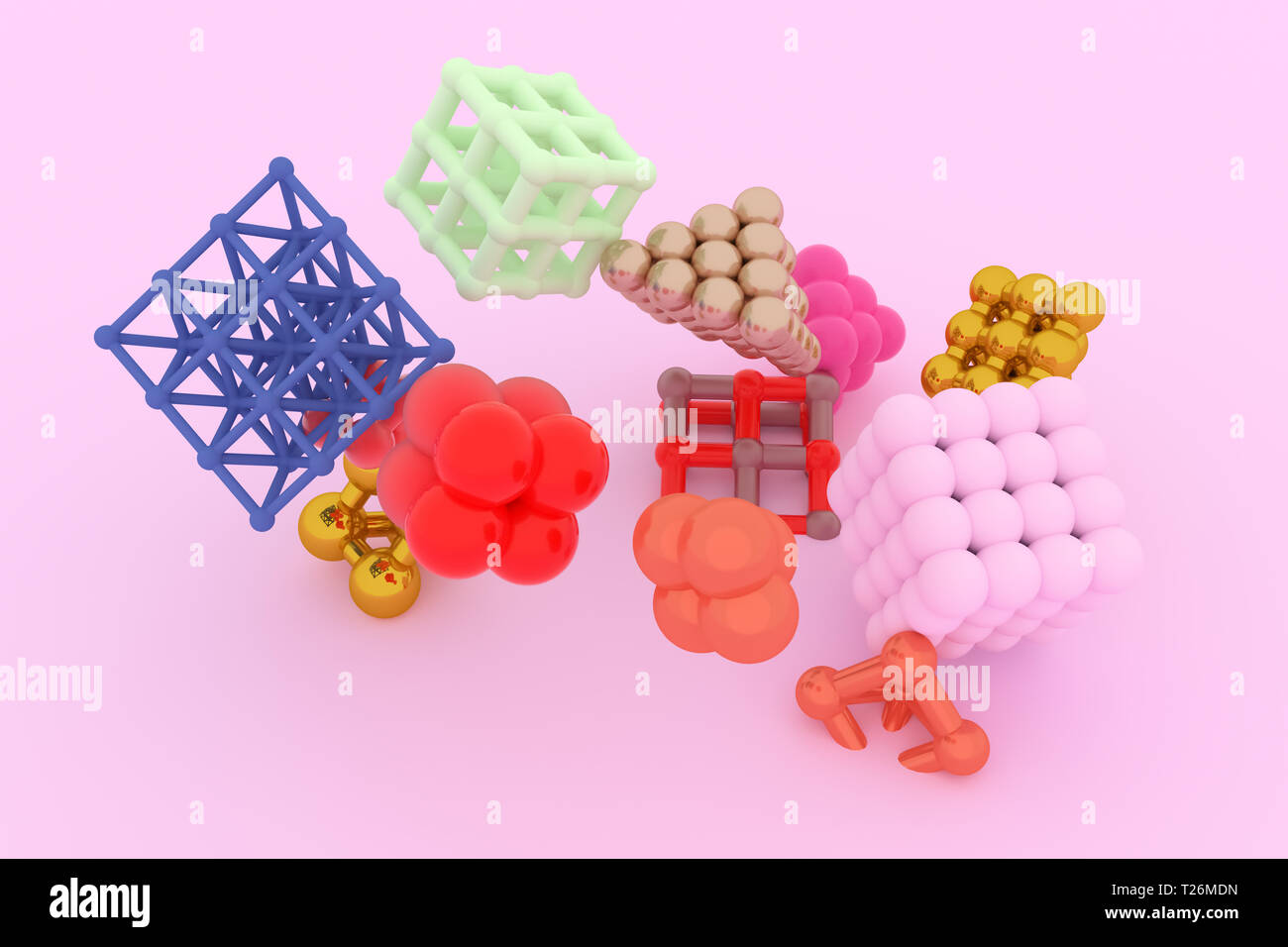 Virtual geometric, inter-locked square or pyramids, molecule style ...