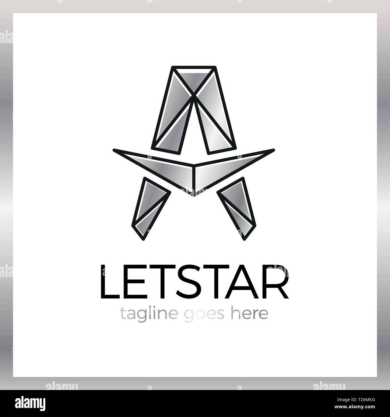Star Letter A Logo. Poly triangle letter. Luxury, royal metal silver ...