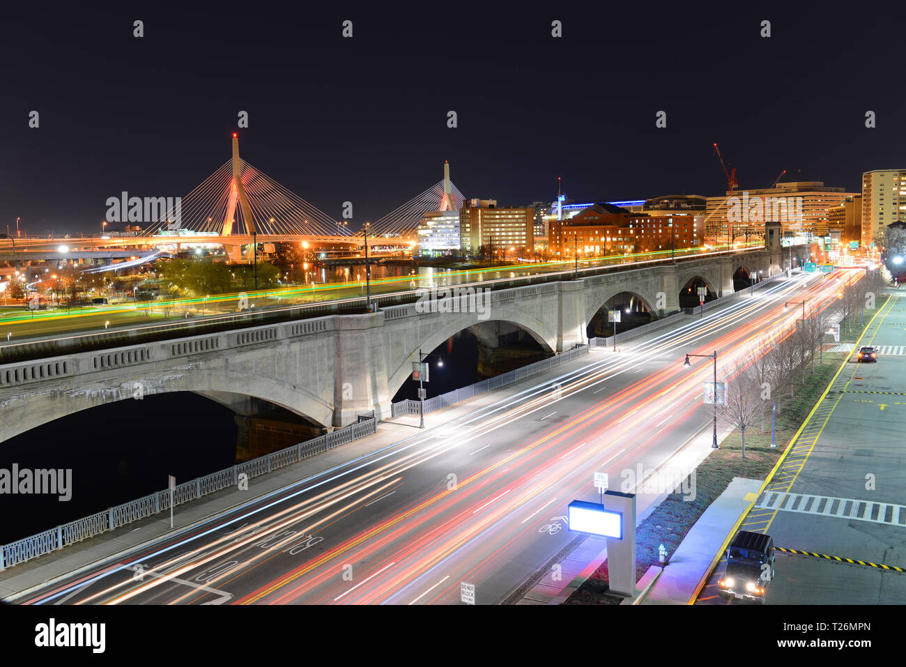 Boston Zakim Bunker Hill Bridge and Charles River Dam Bridge, Boston ...