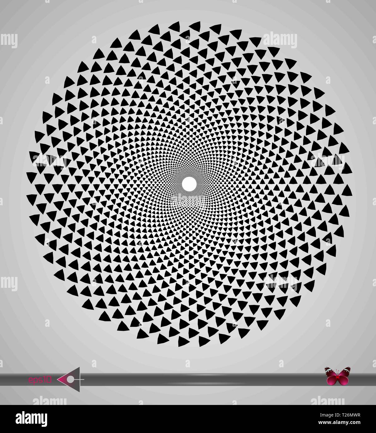 Vector Black and White Spiral triangle Swirl Abstract Round Optical ...
