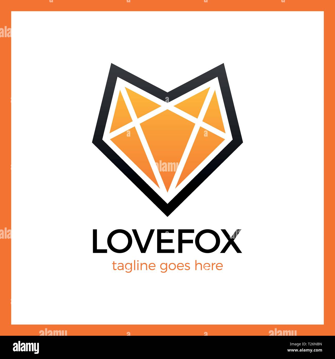 Love Fox Head Logo. Line Fox Heart Stock Vector Image & Art - Alamy