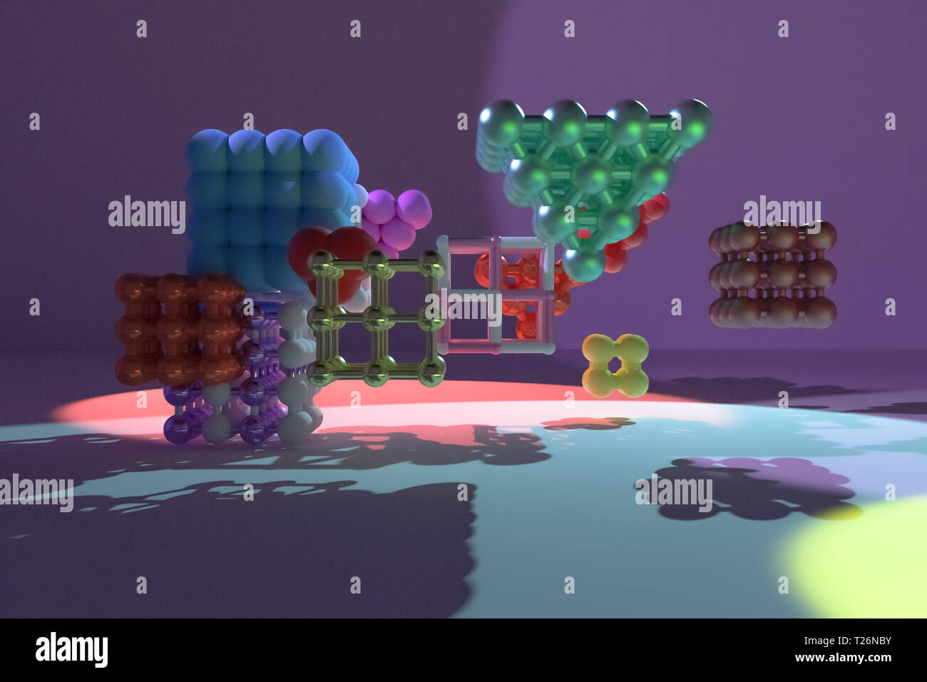 Virtual geometric, inter-locked square or pyramids, molecule style ...