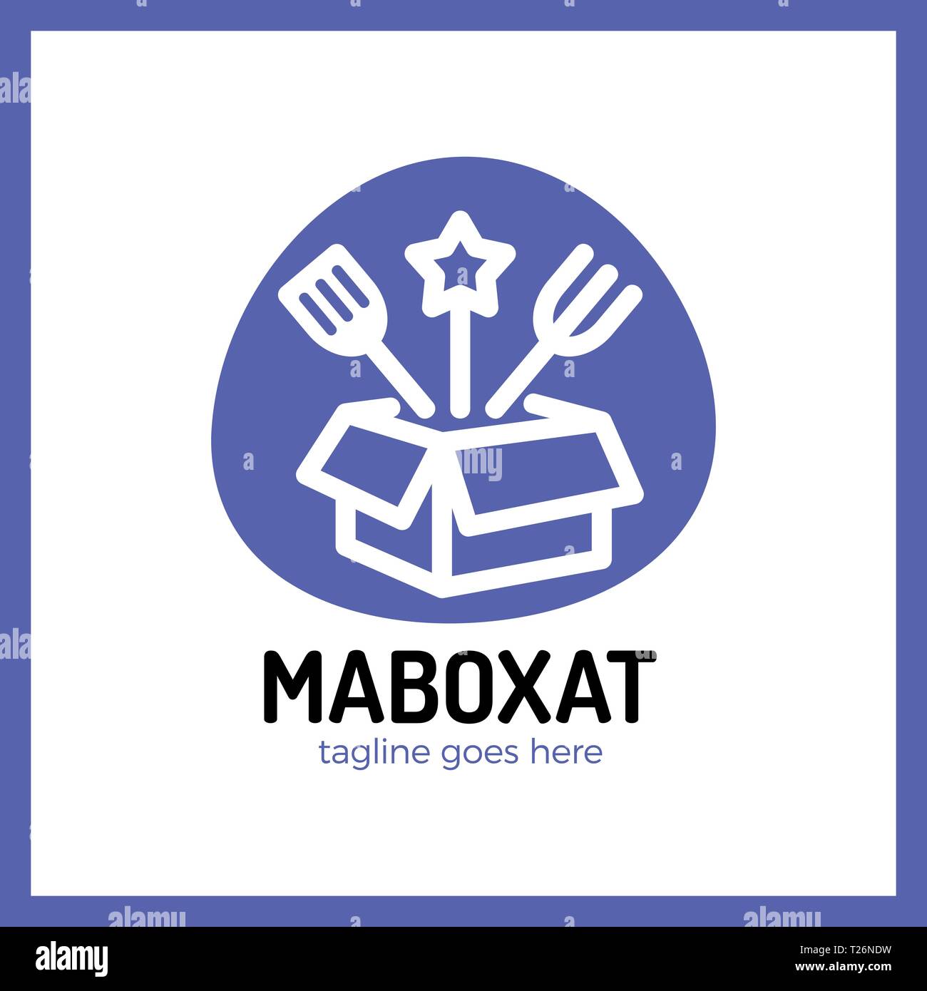 Magic Food Box Logo. Line surprise eat logotype Stock Vector Image ...