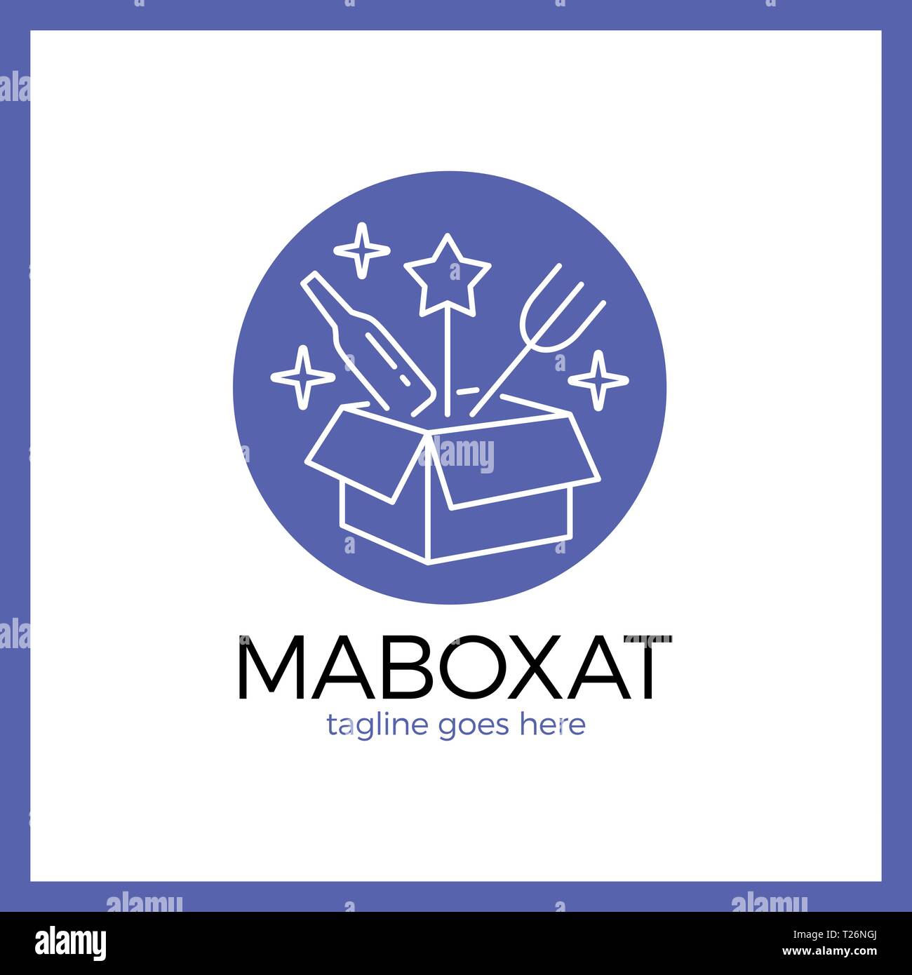 Magic Food Box Logo. Line surprise eat logotype Stock Vector Image ...