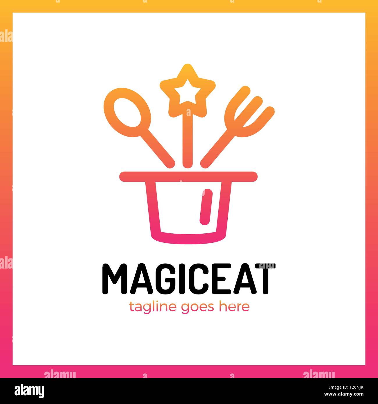 Magic Eat Logo. Spoon, fork, star, surprise, logotype Stock Vector ...