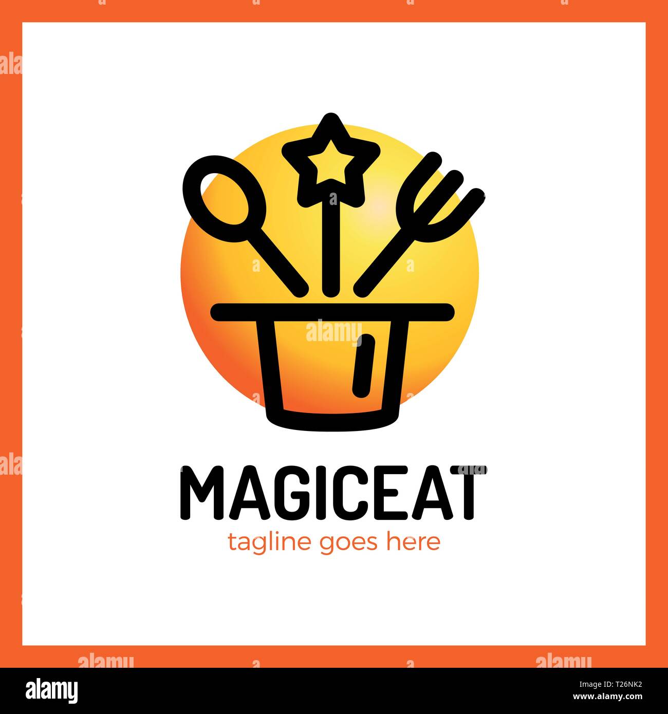 Magic Eat Logo. Spoon, fork, star, surprise, logotype Stock Vector ...