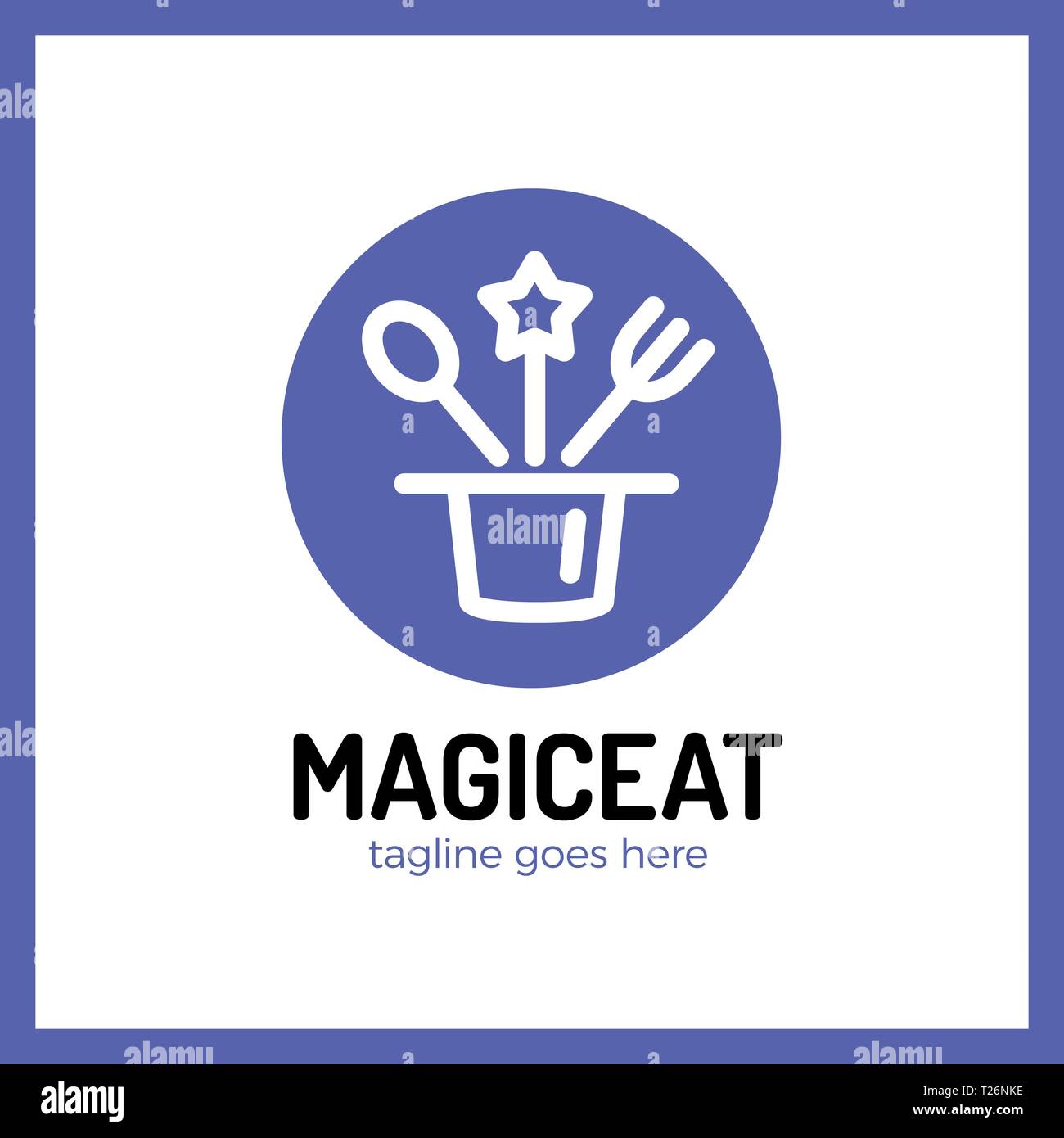 Magic Eat Logo. Spoon, fork, star, surprise, logotype Stock Vector ...
