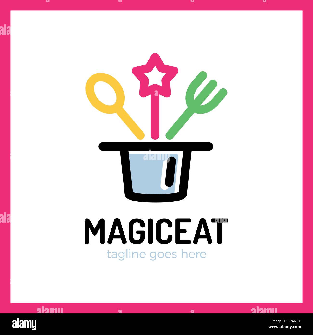 Magic Eat Logo. Spoon, fork, star, surprise, logotype Stock Vector ...