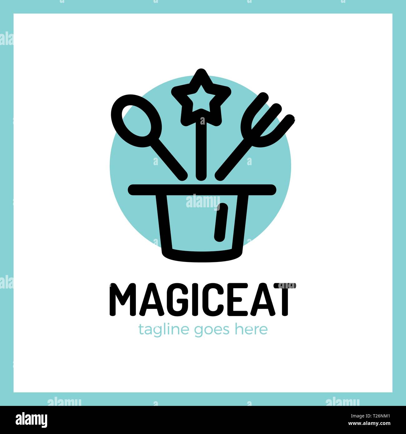 Magic Eat Logo. Spoon, fork, star, surprise, logotype Stock Vector ...