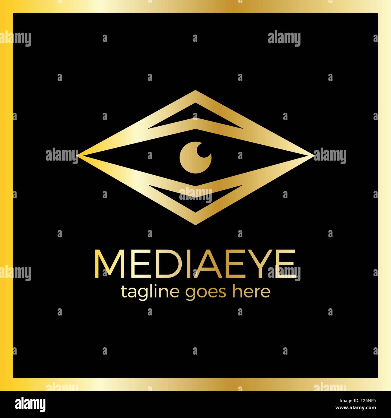 Media Eye Logo. Arrow rhombe logotype. Luxury, royal metal gold Stock ...