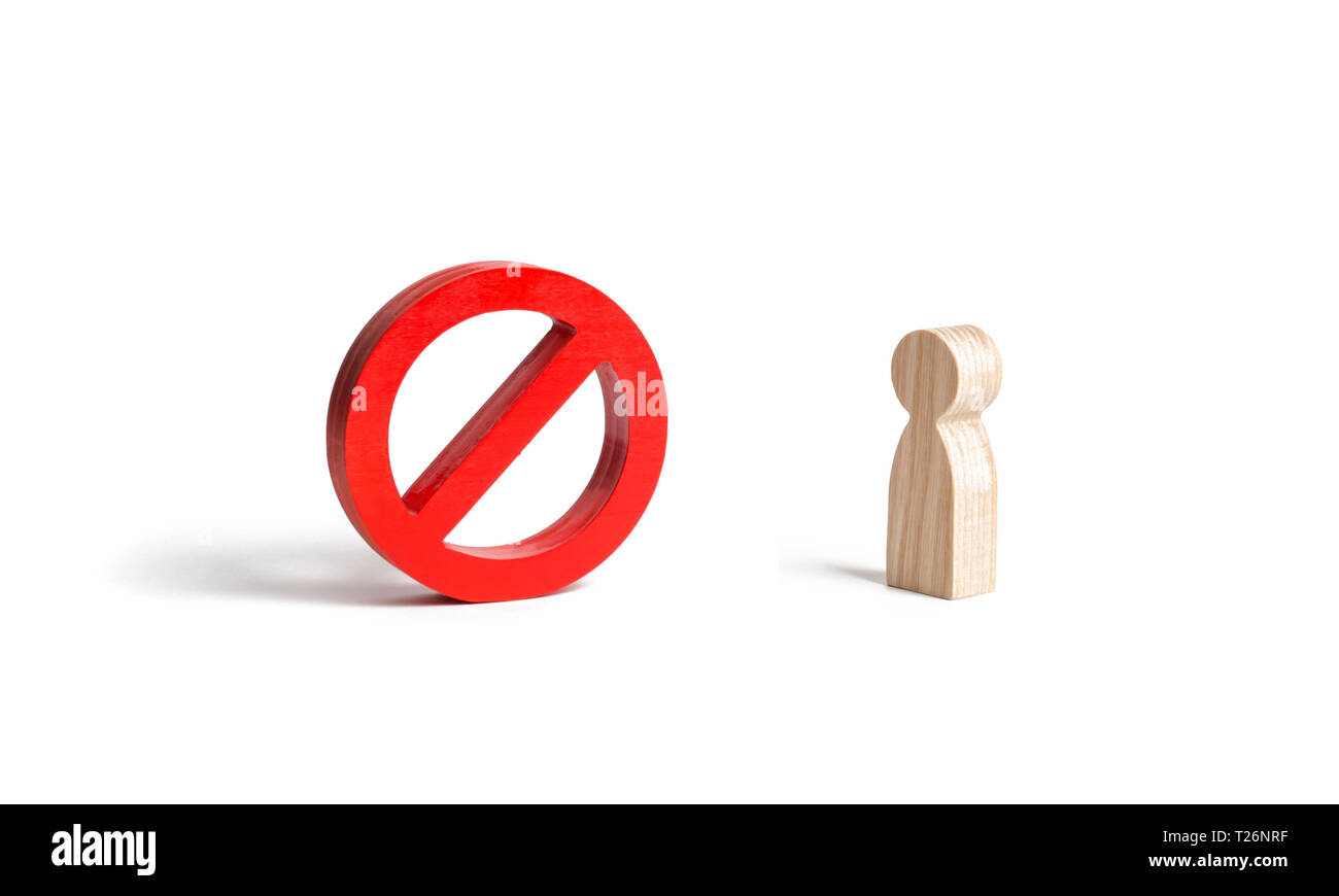 Human figure is looking at No sign or No symbol on an isolated ...