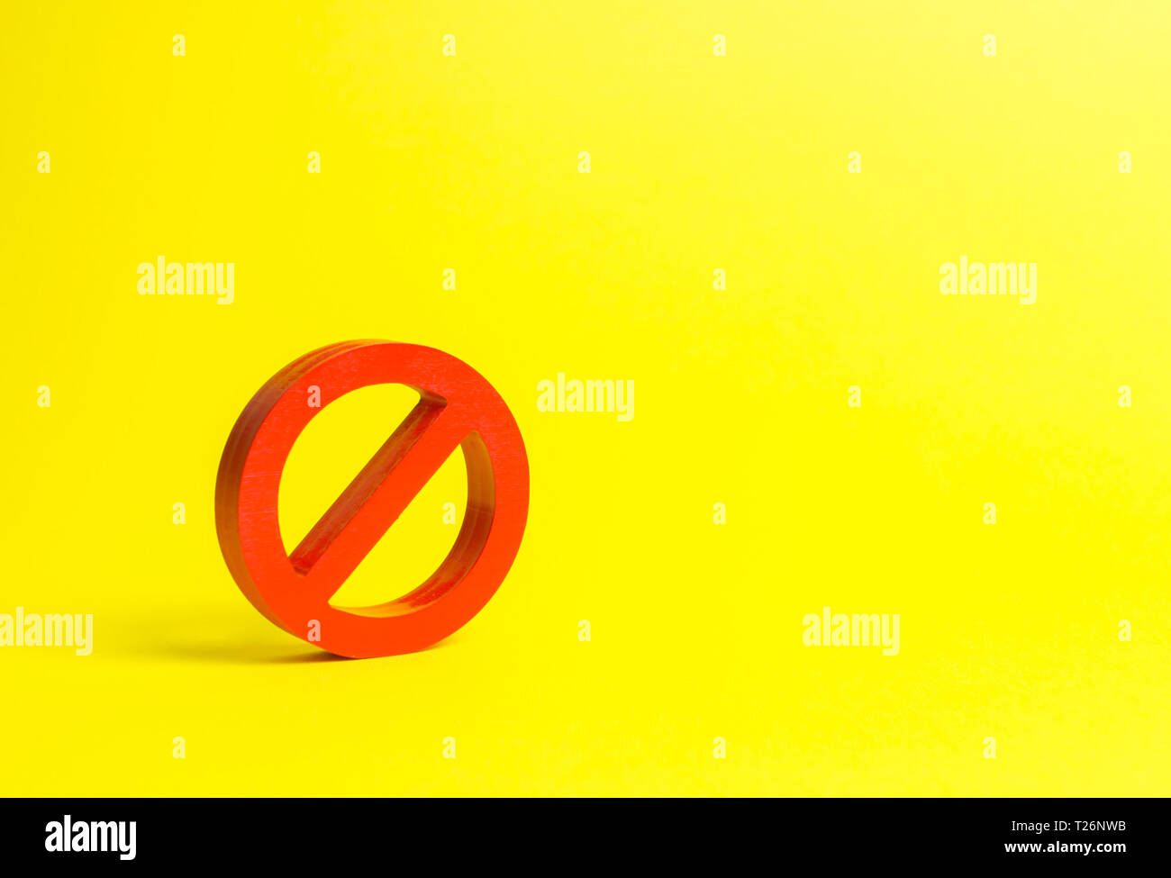 No sign or No symbol on an yellow background. Minimalism. The concept ...