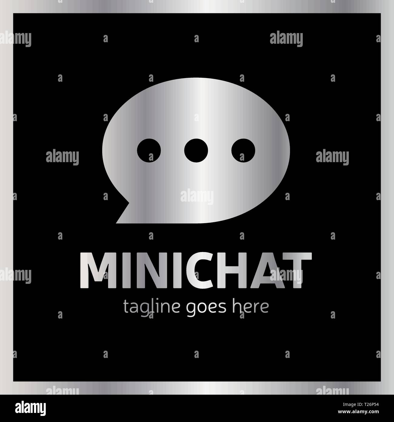Mini Chat Logo. Bubble and three dots. Luxury, royal metal silver Stock ...