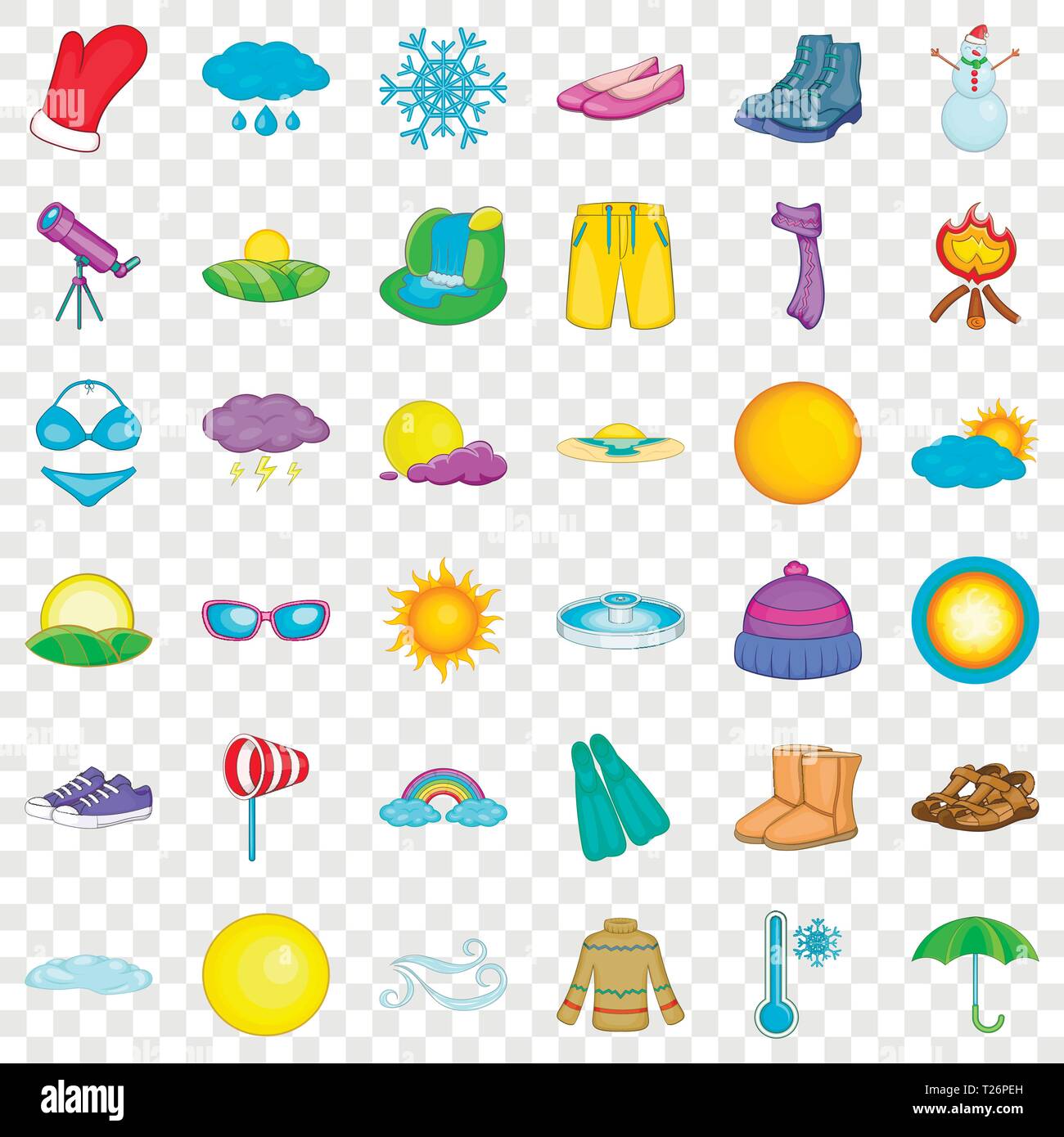 Sunny weather icons set, cartoon style Stock Vector Image & Art - Alamy