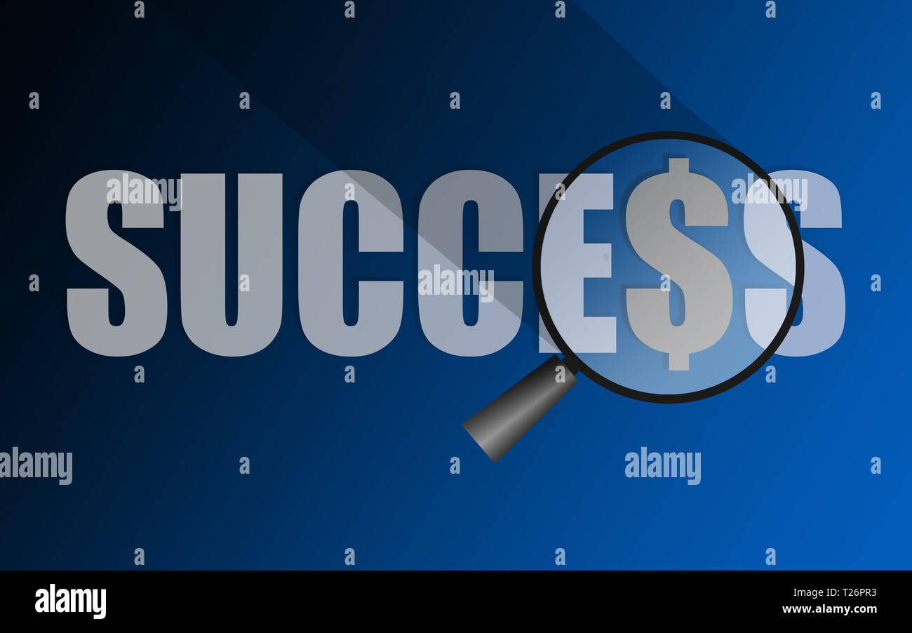 Glass magnifier with success word, 3D rendering Stock Photo - Alamy