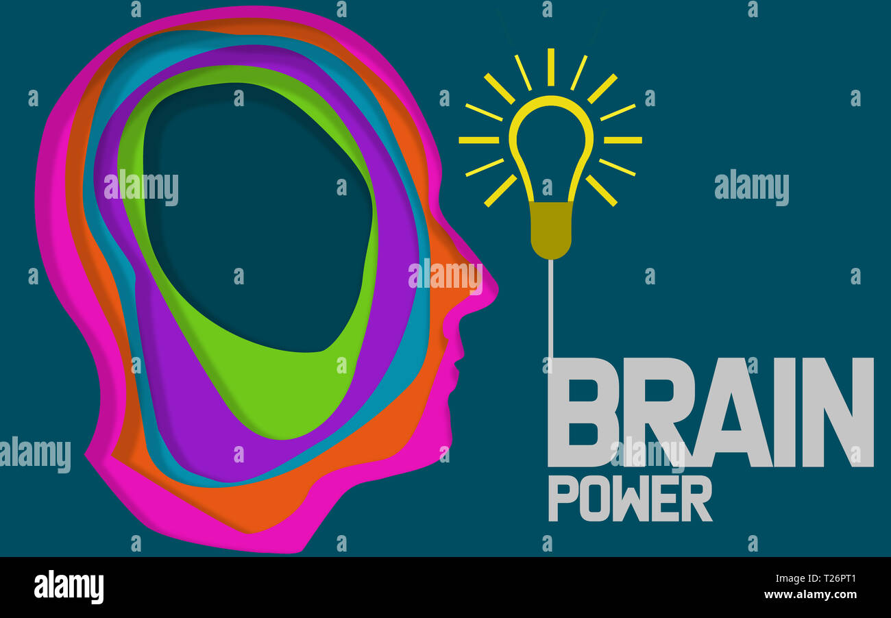 Brain power, human head with light bulb, 3D rendering Stock Photo - Alamy