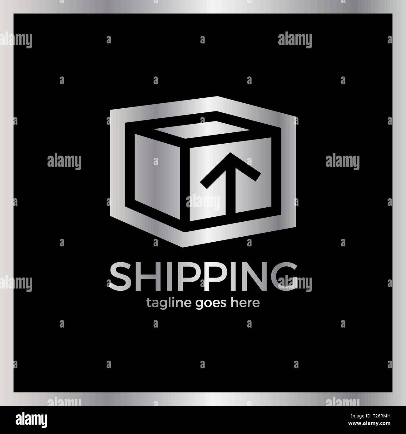 Shipping Box Arrow Up Logo. Luxury, royal metal silver Stock Vector ...
