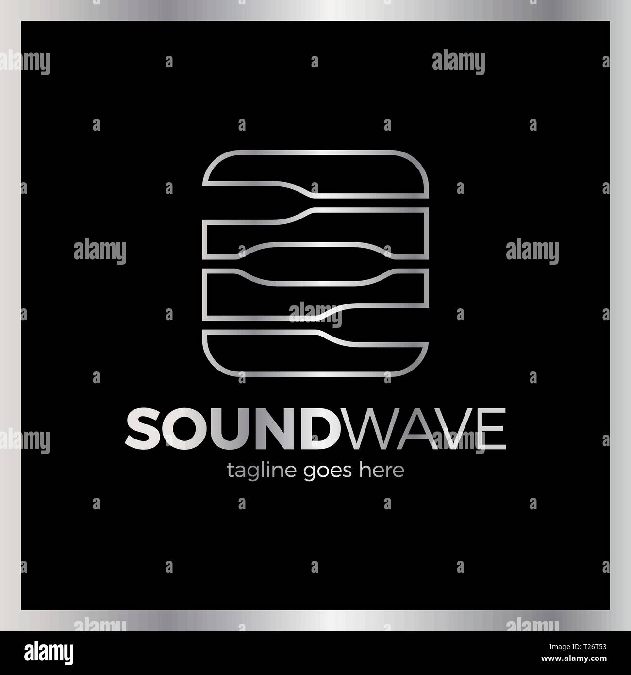 Round Square Radio Signal Logo. Wave Line logotype. Luxury, royal metal ...