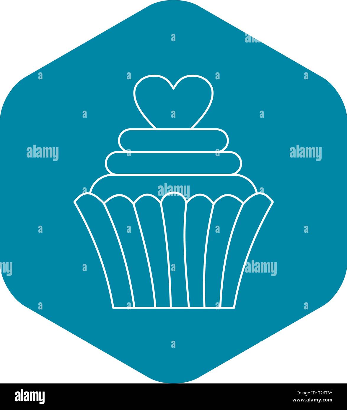 Cupcake with heart icon, outline style Stock Vector Image & Art - Alamy