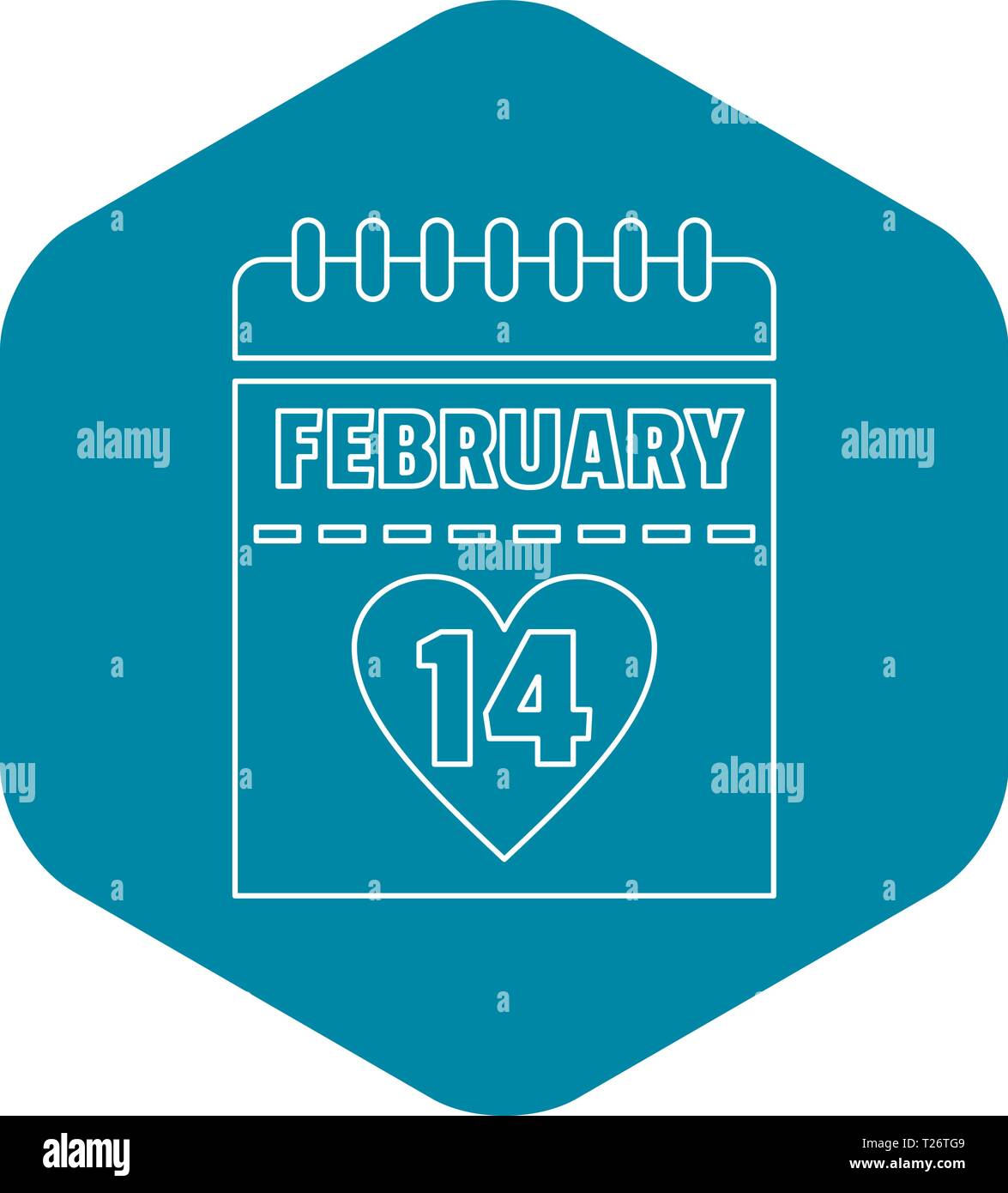 February 14 calendar icon, outline style Stock Vector Image & Art - Alamy